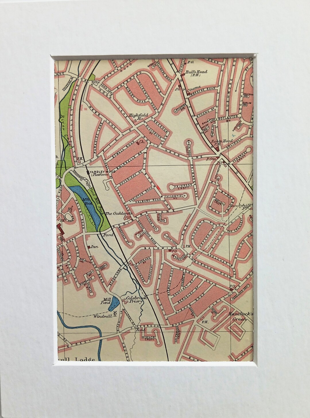 1952 VINTAGE BIRMINGHAM MAP, Birmingham, Yardley Wood, Solihull ...