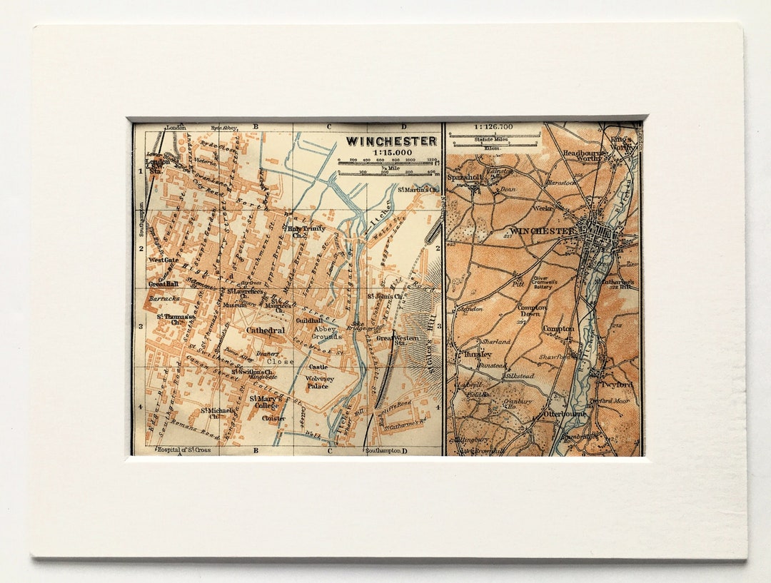 WINCHESTER City Plan 1910 Antique Map, Matted/ Mounted for Framing - Etsy
