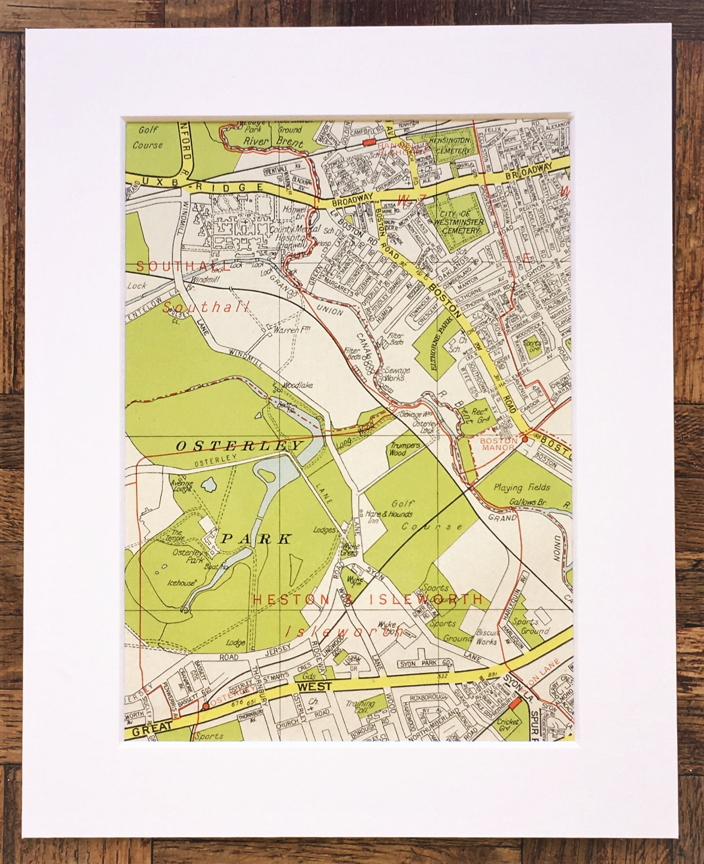 C. 1960 VINTAGE LONDON MAP, West London, Osterley Park, Ealing ...