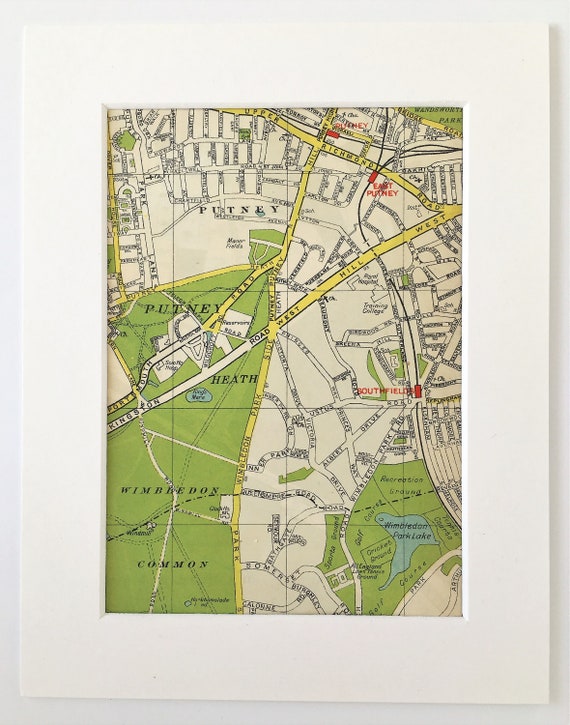 1940s VINTAGE LONDON MAP South West London Putney Heath - Etsy