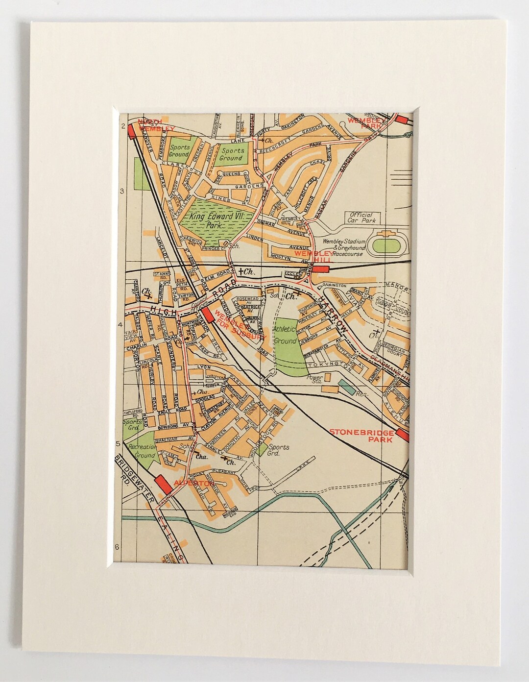 1930s VINTAGE LONDON MAP North West London Wembley Alperton - Etsy