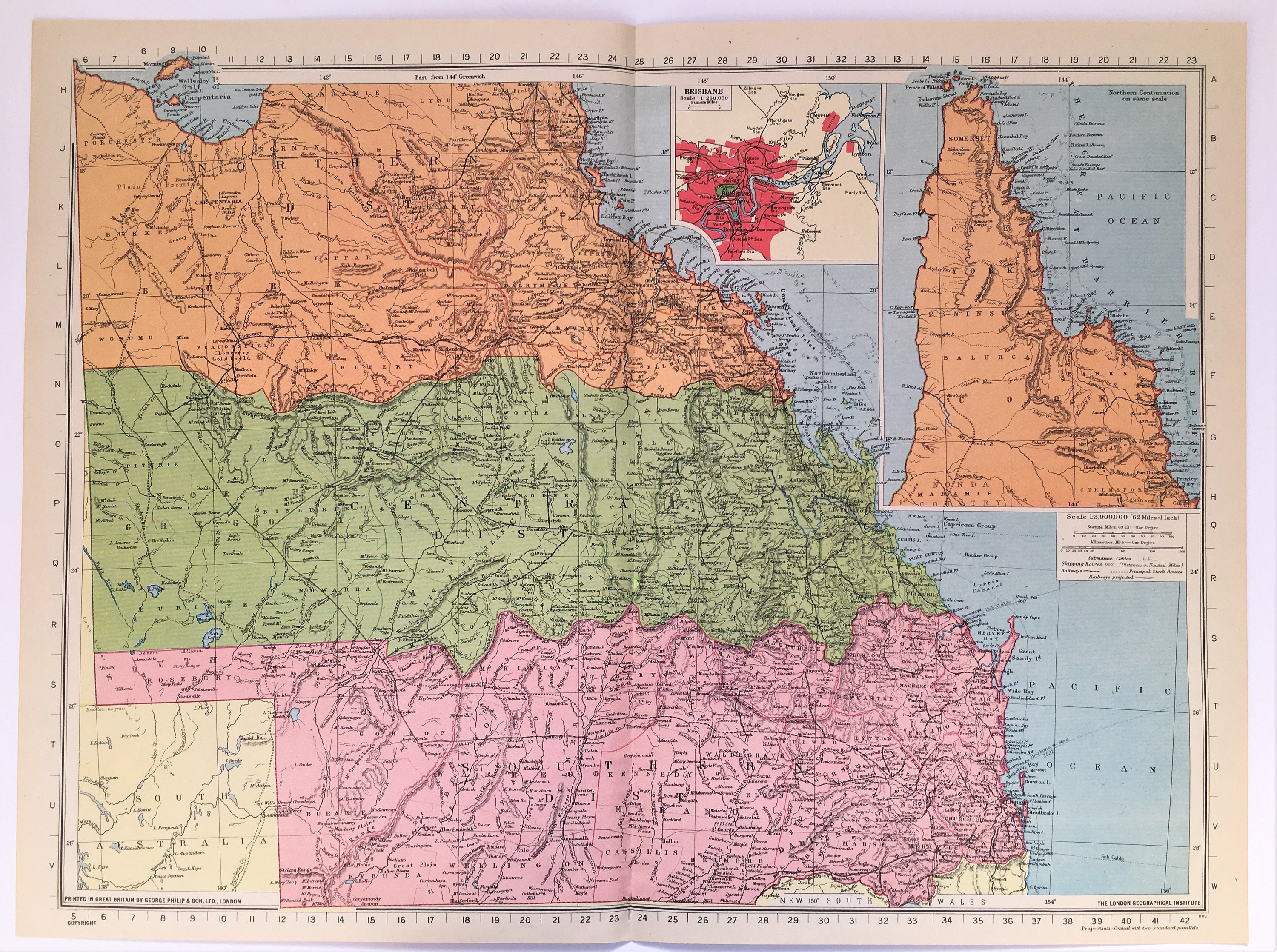 1945 Vintage Wartime Map : Queensland Australia Philips. - Etsy UK