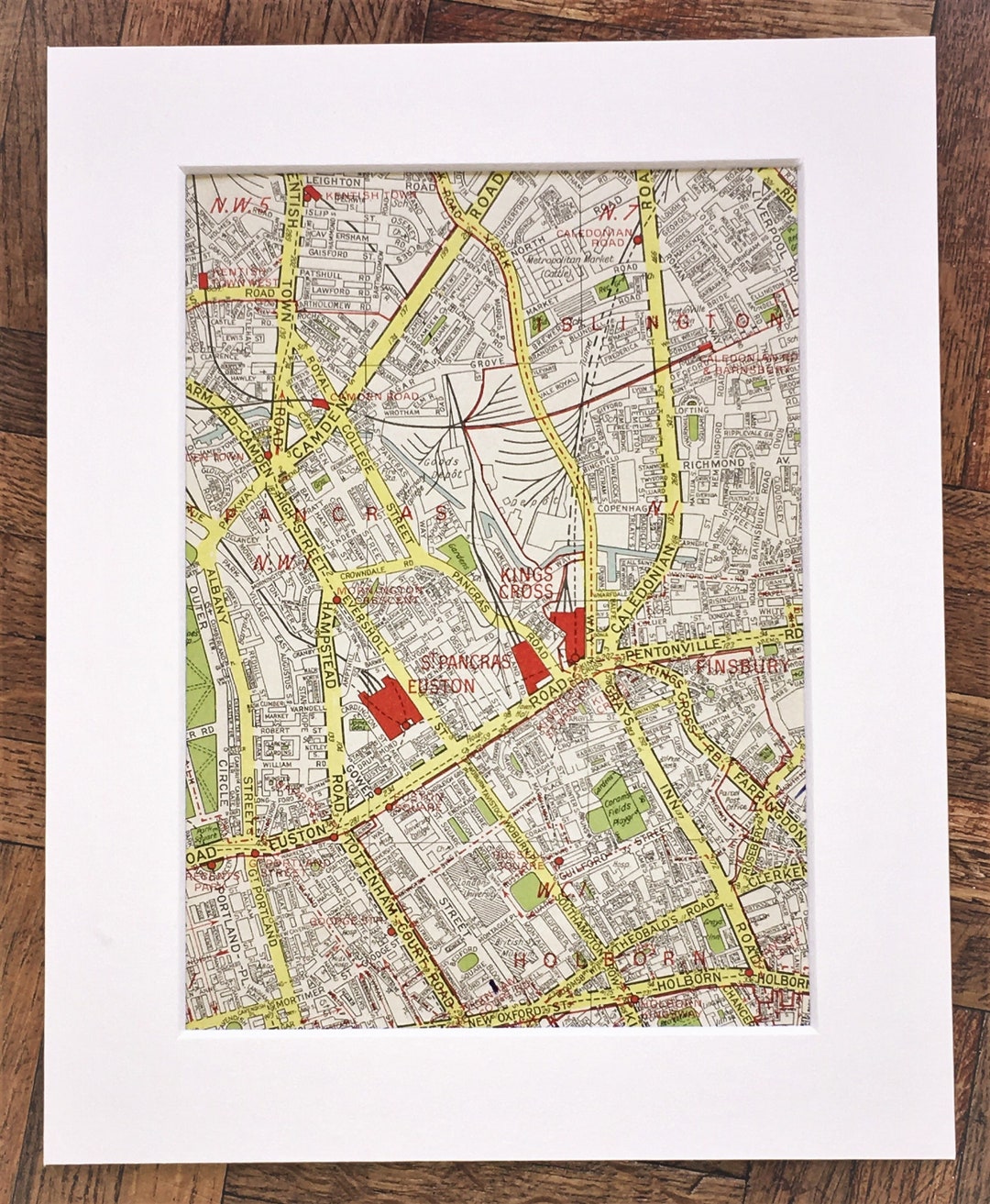 C. 1960 VINTAGE LONDON MAP, North London, Kentish Town, Islington ...