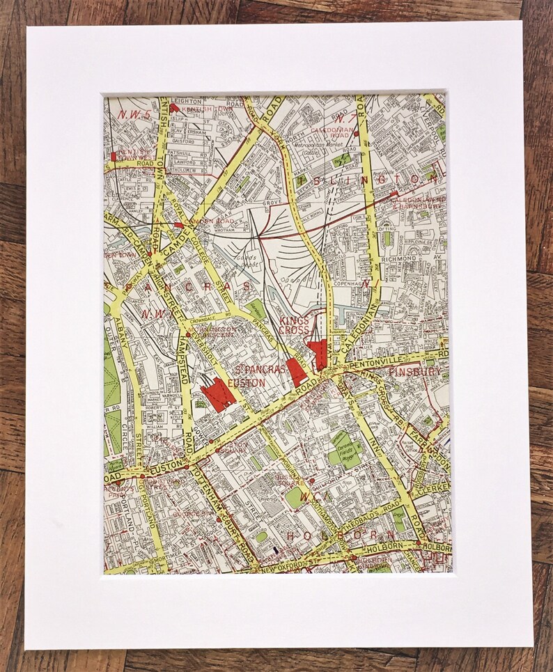 C. 1960 VINTAGE LONDON MAP North London Kentish Town - Etsy
