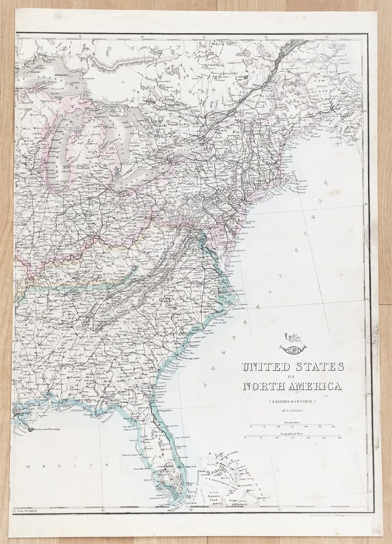 United States USA America TWO 2 1860s Antique Maps Large - Etsy