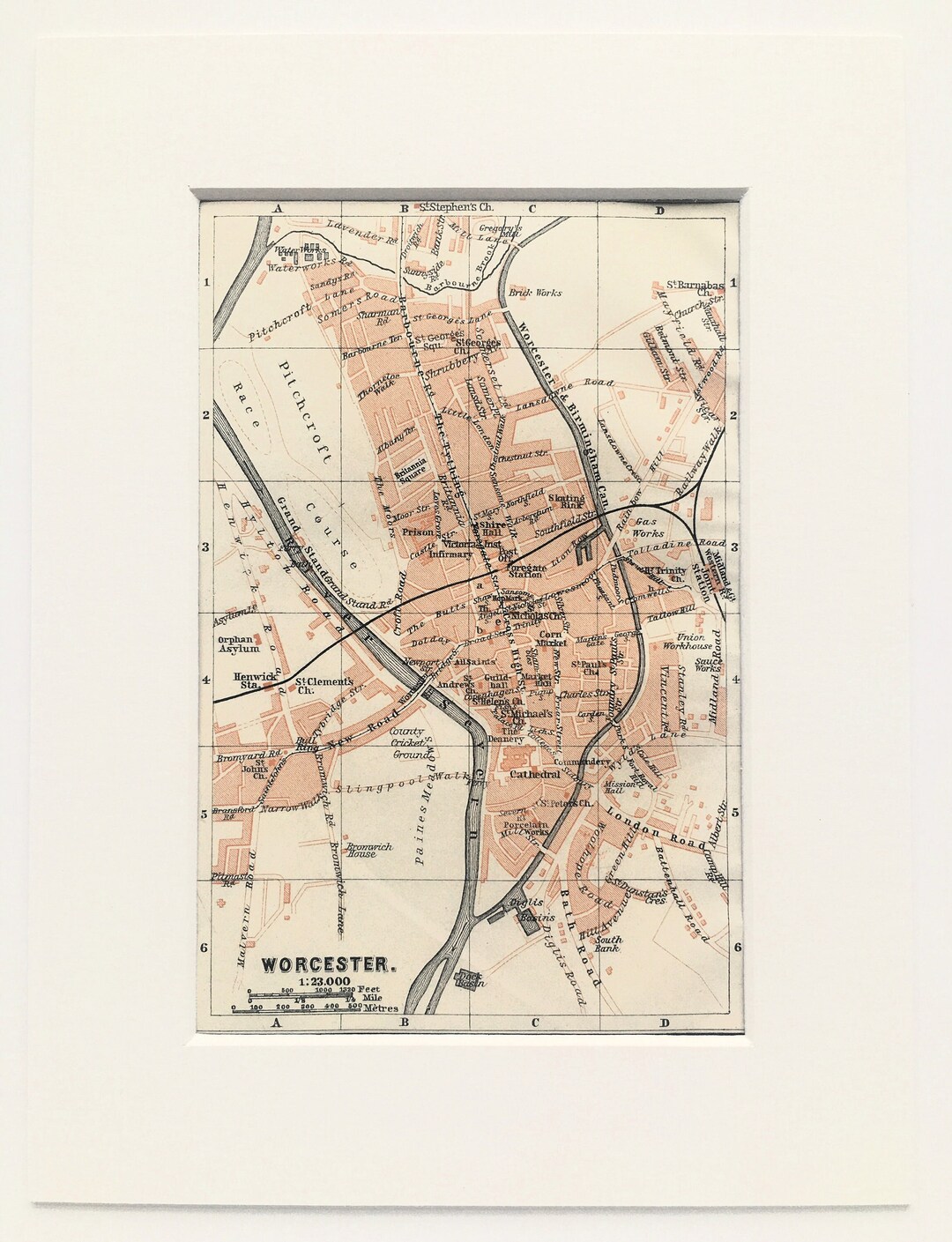 WORCESTER City Plan 1910 Antique Map, Matted/ Mounted for Framing - Etsy