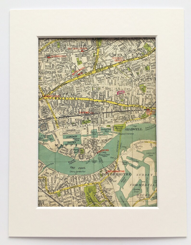 1940s VINTAGE LONDON MAP East London Rotherhithe - Etsy