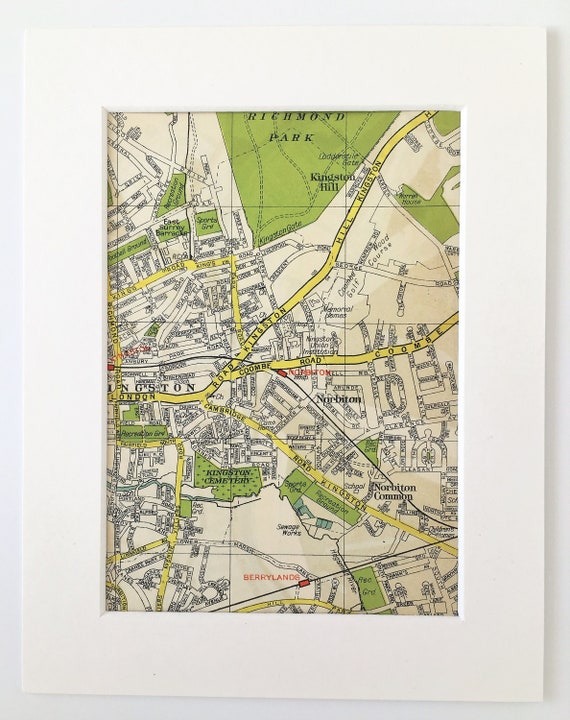 1940s VINTAGE LONDON MAP South West London Kingston - Etsy