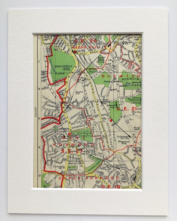 1930s VINTAGE LONDON MAP South East London Dulwich West - Etsy