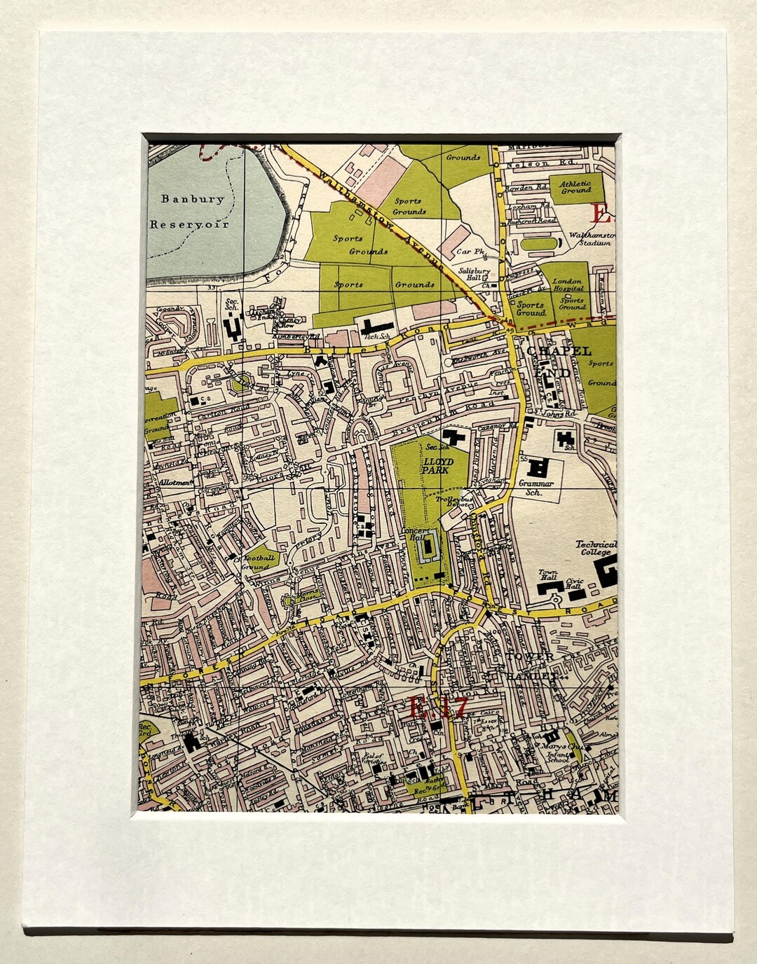1959 VINTAGE LONDON MAP, North London, Chapel End, Tower Hamlet ...