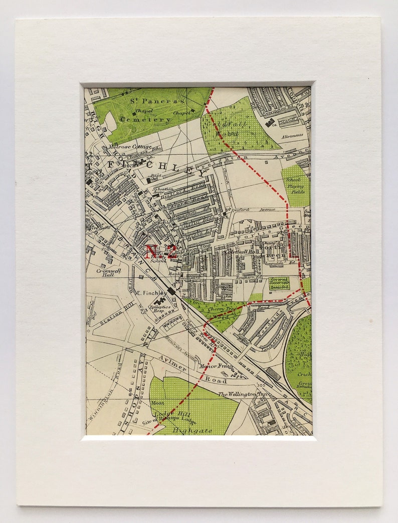 1930s VINTAGE LONDON MAP North West London East Finchley - Etsy