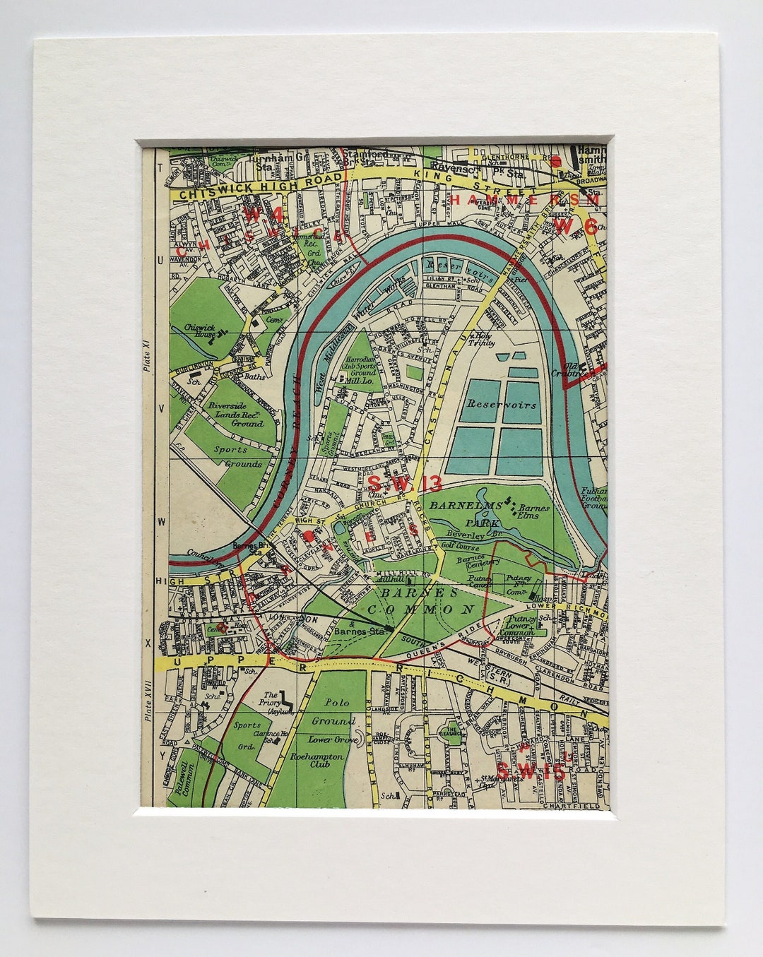 1930s VINTAGE LONDON MAP South West London Chiswick Barnes - Etsy