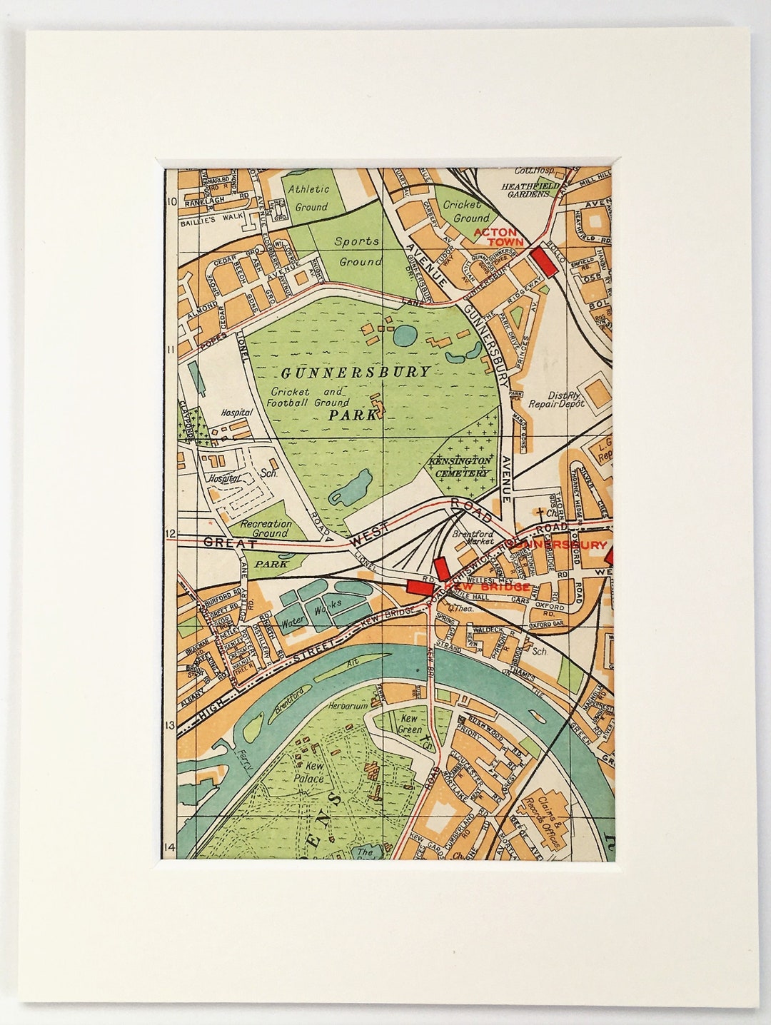 1930s VINTAGE LONDON MAP West London Kew Gunnersbury Park - Etsy