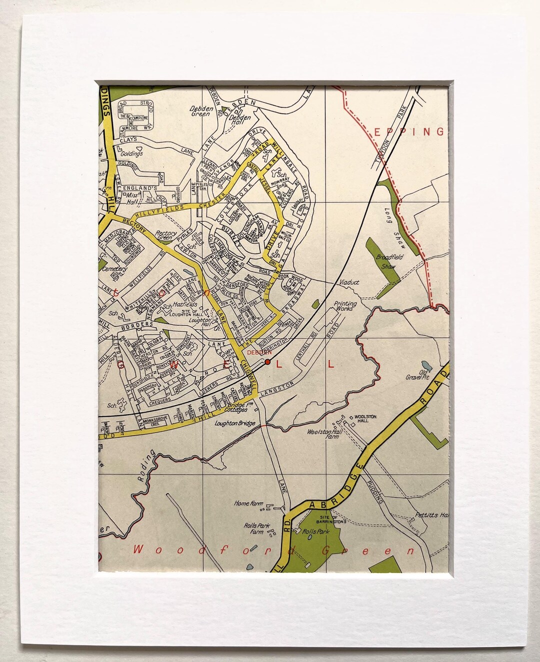 C. 1960 VINTAGE LONDON MAP, North London, Debden, Loughton, Chigwell ...
