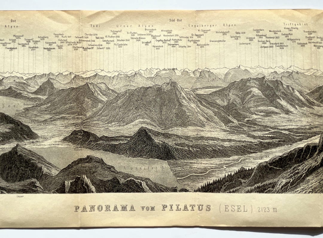 PILATUS PANORAMA, Uri & Emmental Alps Mountains, Switzerland, 1911 ...