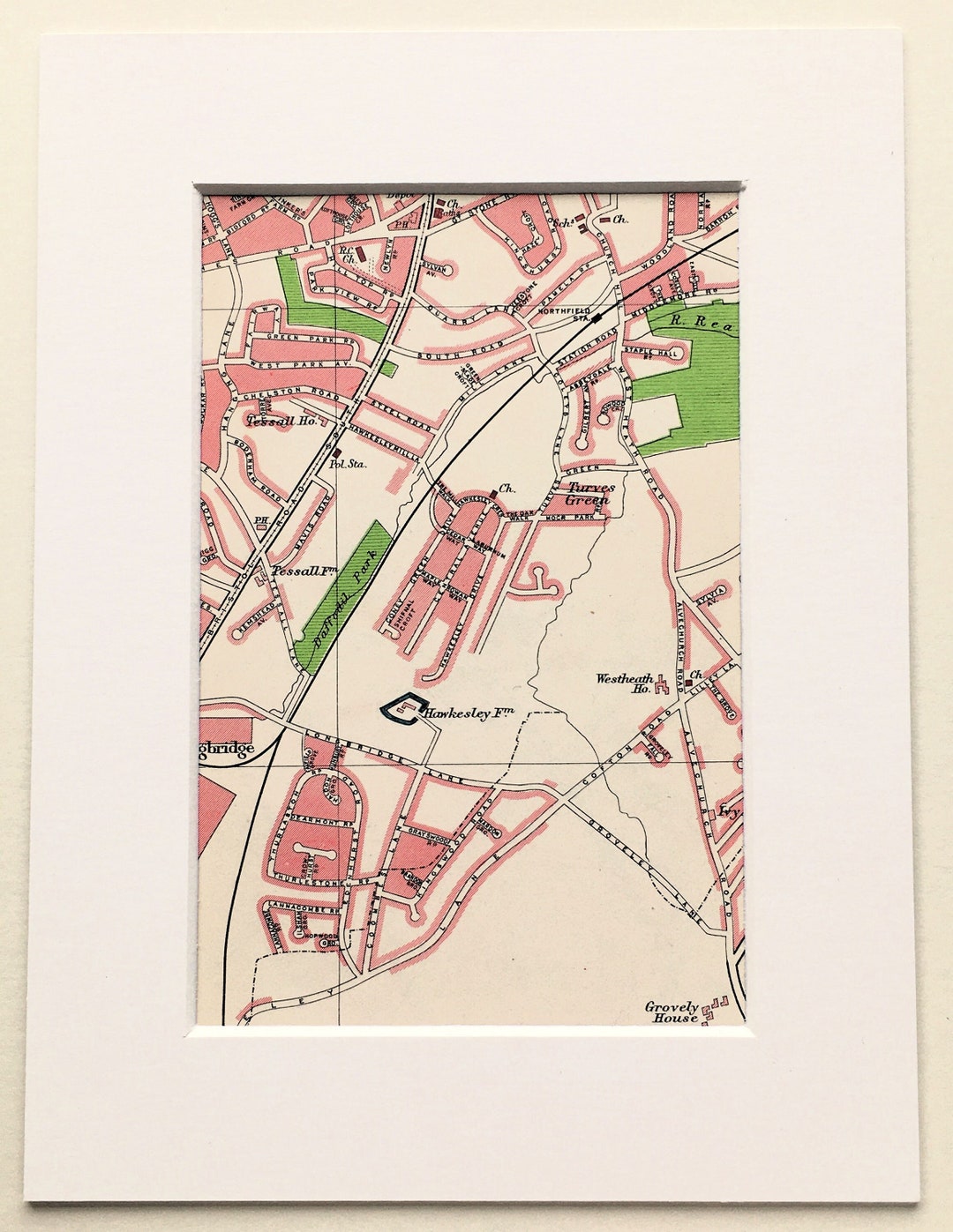 1949 VINTAGE BIRMINGHAM MAP, Birmingham, Longbridge, Turves Green ...