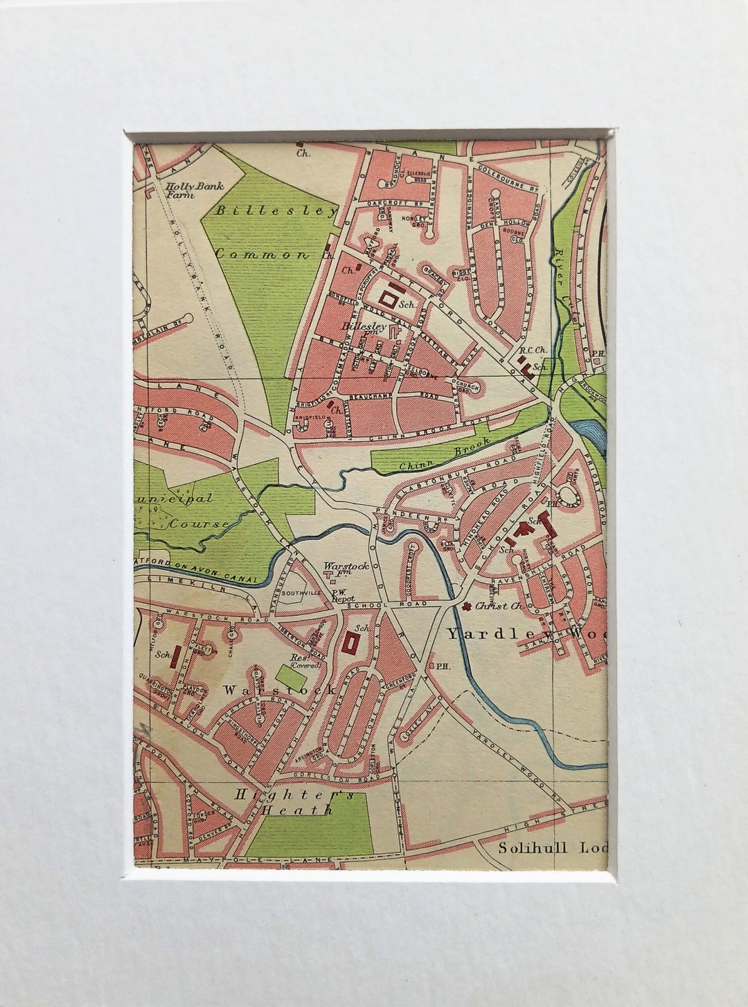 1952 VINTAGE BIRMINGHAM MAP, Birmingham, Billesley Common, Highter's ...