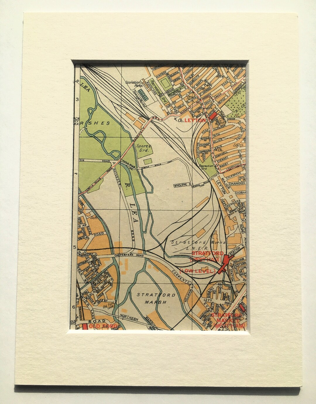 1930s VINTAGE LONDON MAP, East London, Stratford, Leyton, Hackney ...
