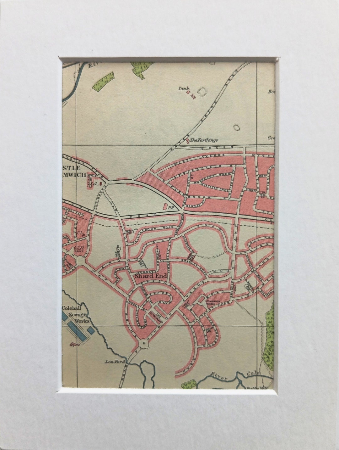 1952 VINTAGE BIRMINGHAM MAP, Birmingham, Shard End, Castle Bromwich ...