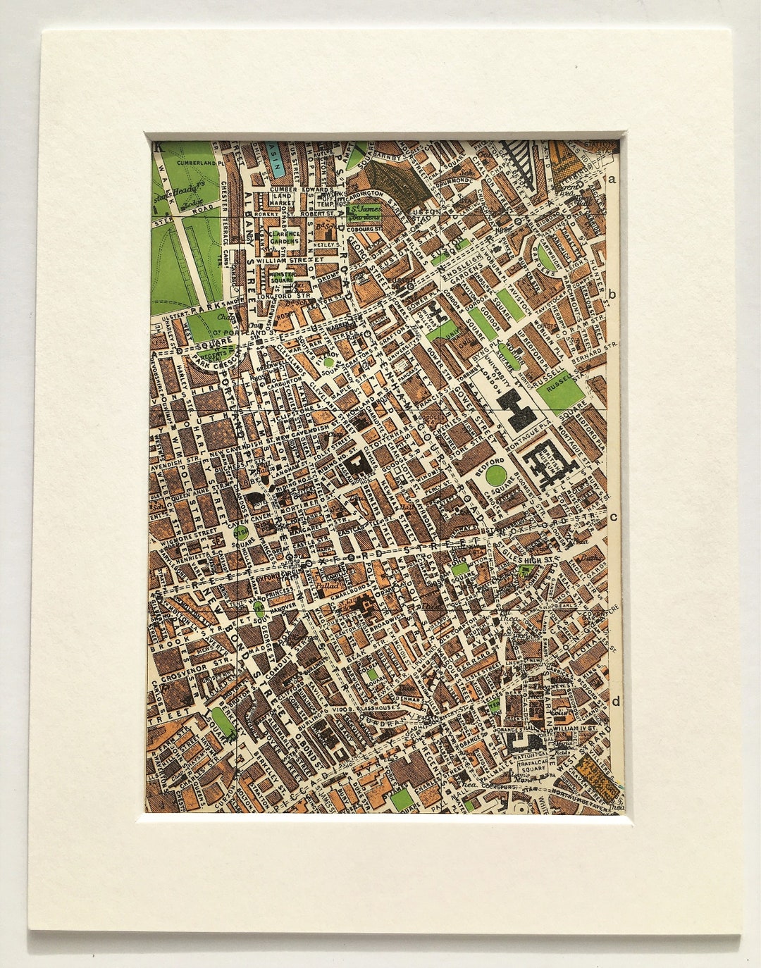 1930s VINTAGE LONDON MAP, Central London, Mayfair, Soho, Marylebone ...