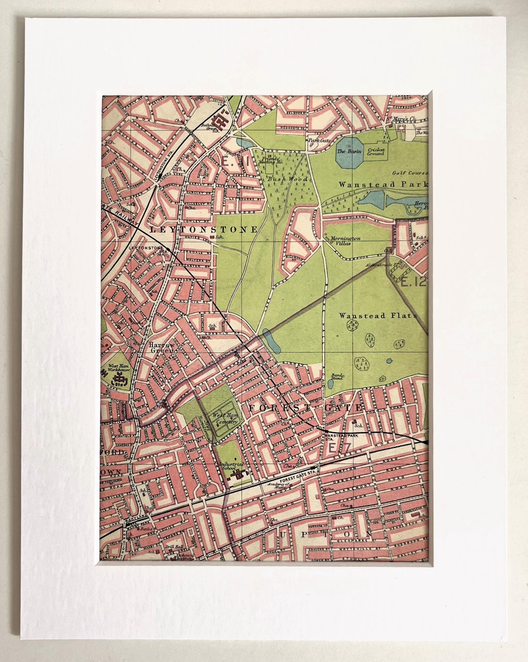 1925 Antique LONDON Map, Forest Gate, Leytonstone, Stratford, Wanstead ...