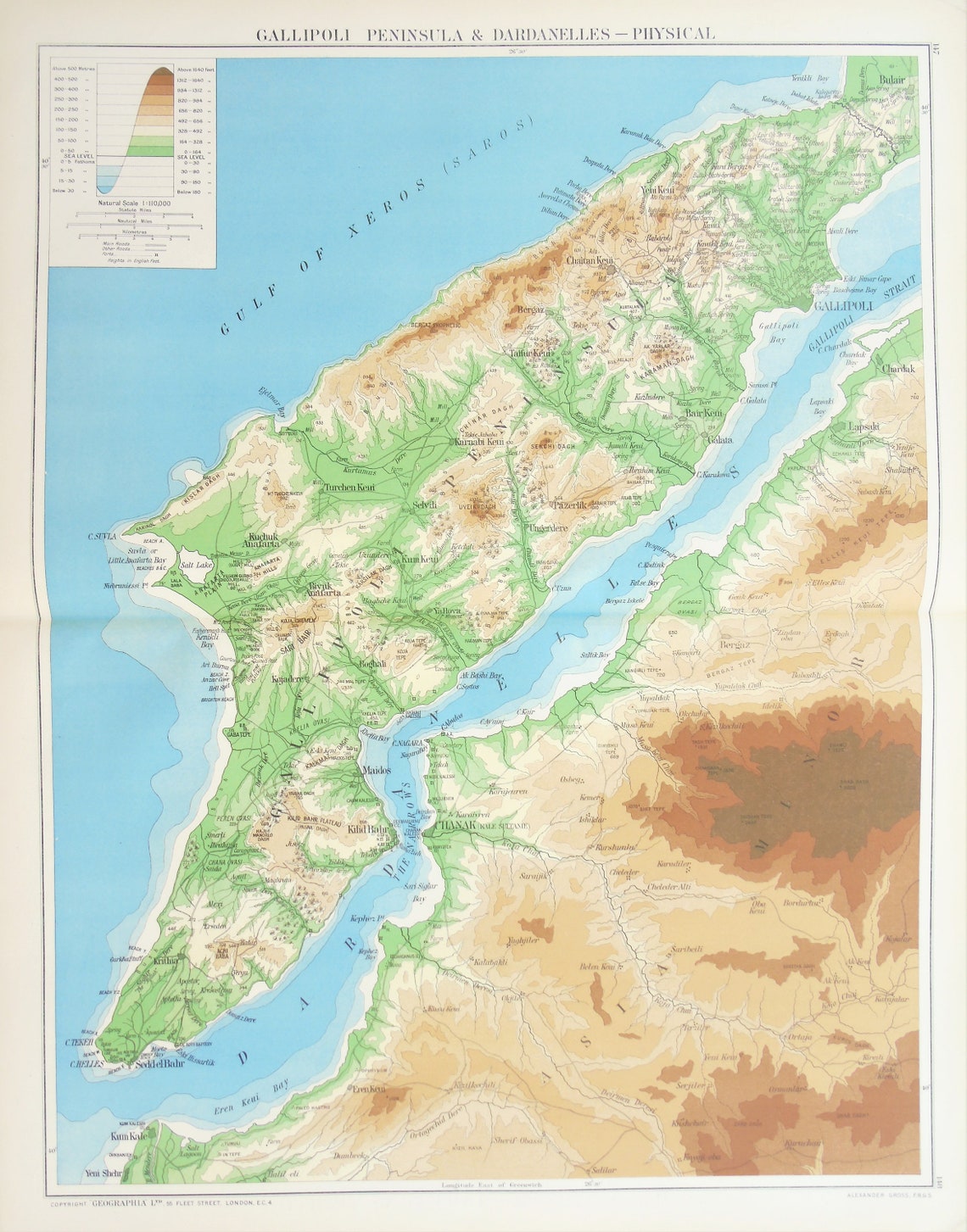 Huge Antique Map : Gallipoli Thrace Eastern Turkey Asia | Etsy