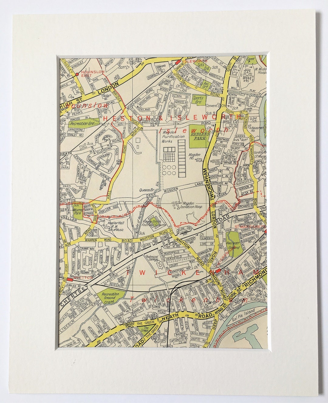 C. 1960 VINTAGE LONDON MAP, West London, Twickenham, Hounslow ...