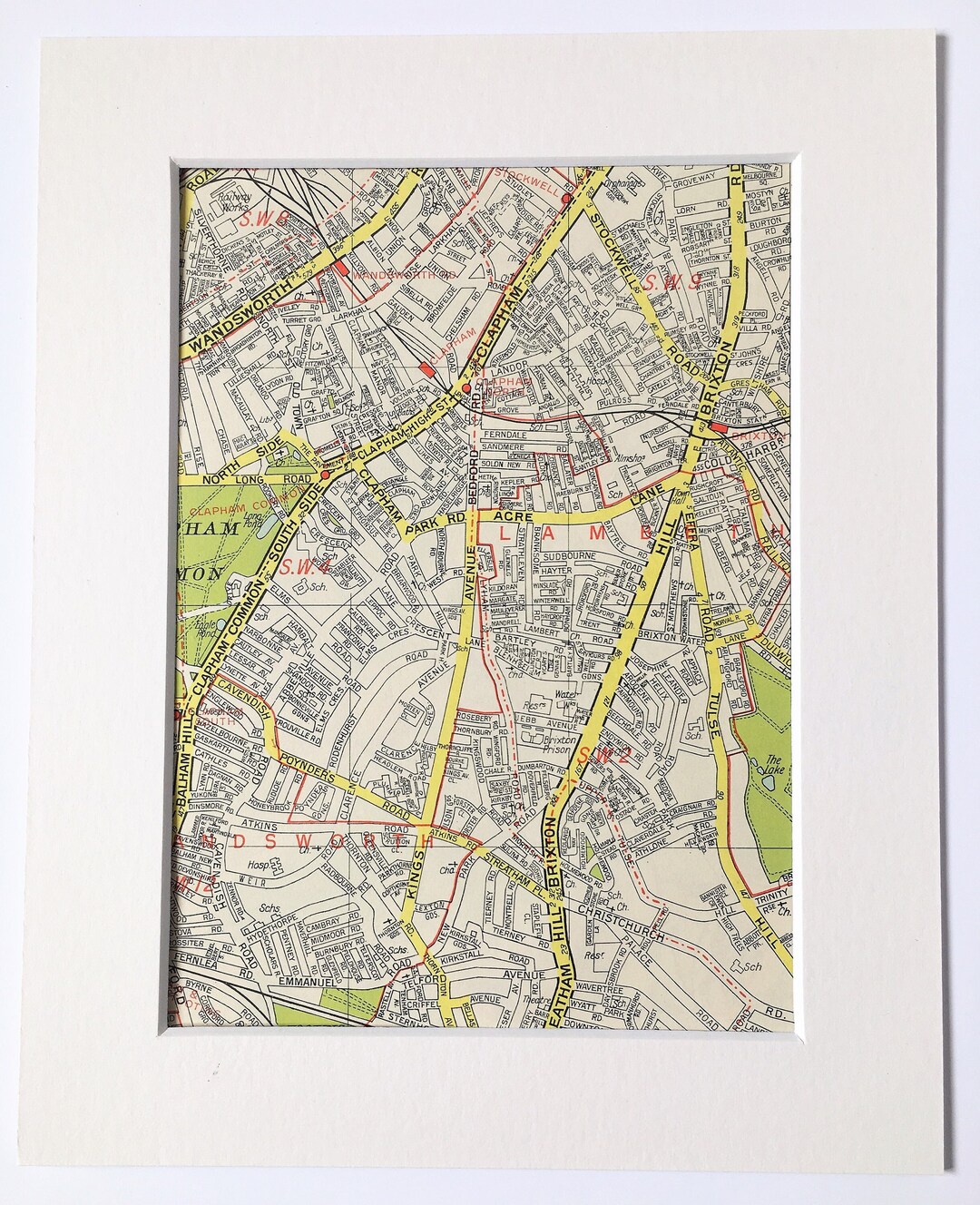 C. 1960 VINTAGE LONDON MAP South London Clapham Stockwell - Etsy