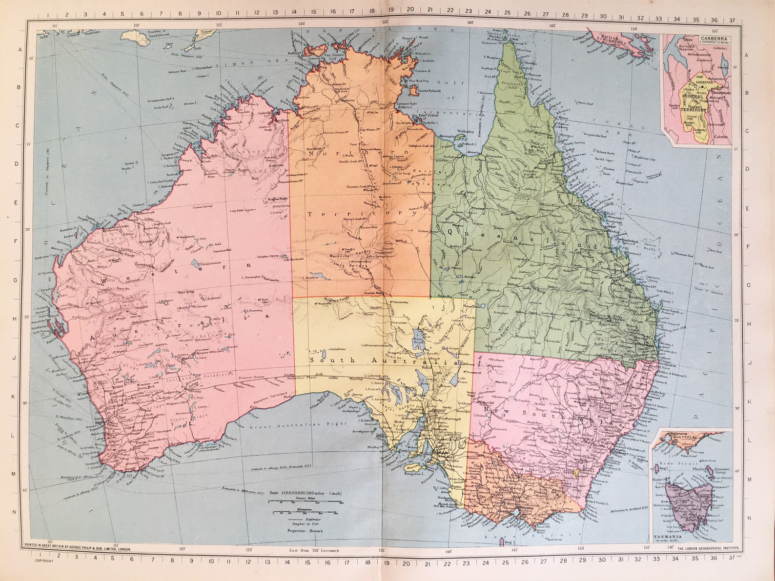1945 Vintage Wartime Map : Australia Philips. Lovely Pastel | Etsy