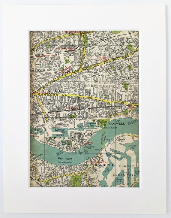 1940s VINTAGE LONDON MAP East London Rotherhithe - Etsy