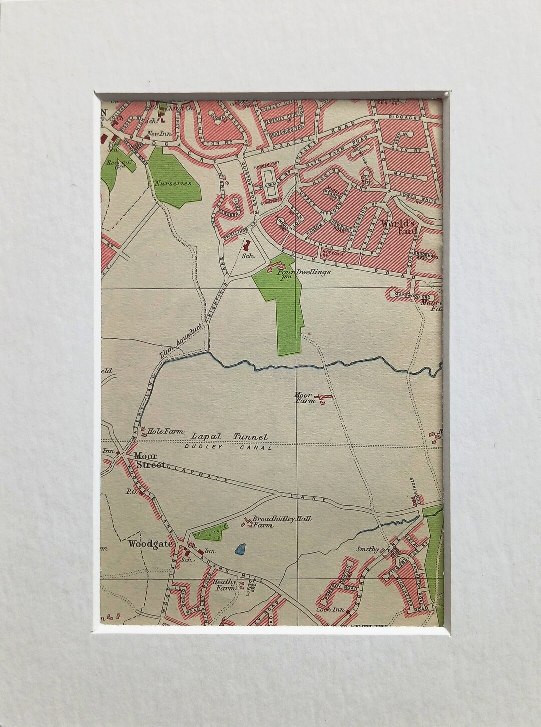 1952 VINTAGE BIRMINGHAM MAP, Birmingham, Harborne, Bartley Green, Moor ...