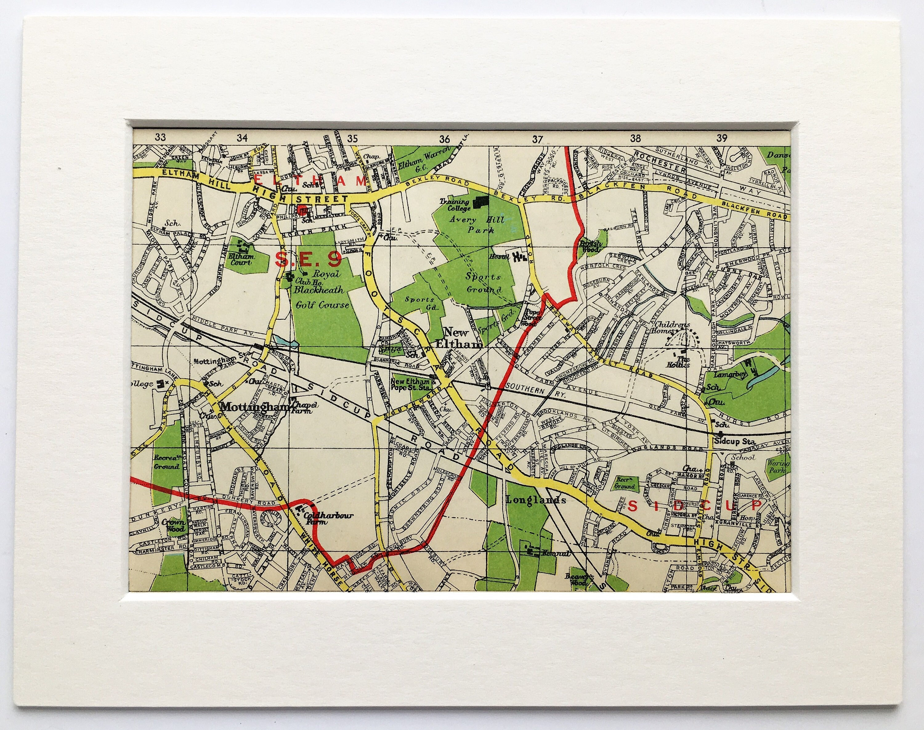 1930s VINTAGE LONDON MAP, South East London, Lee Green, Hither Green ...