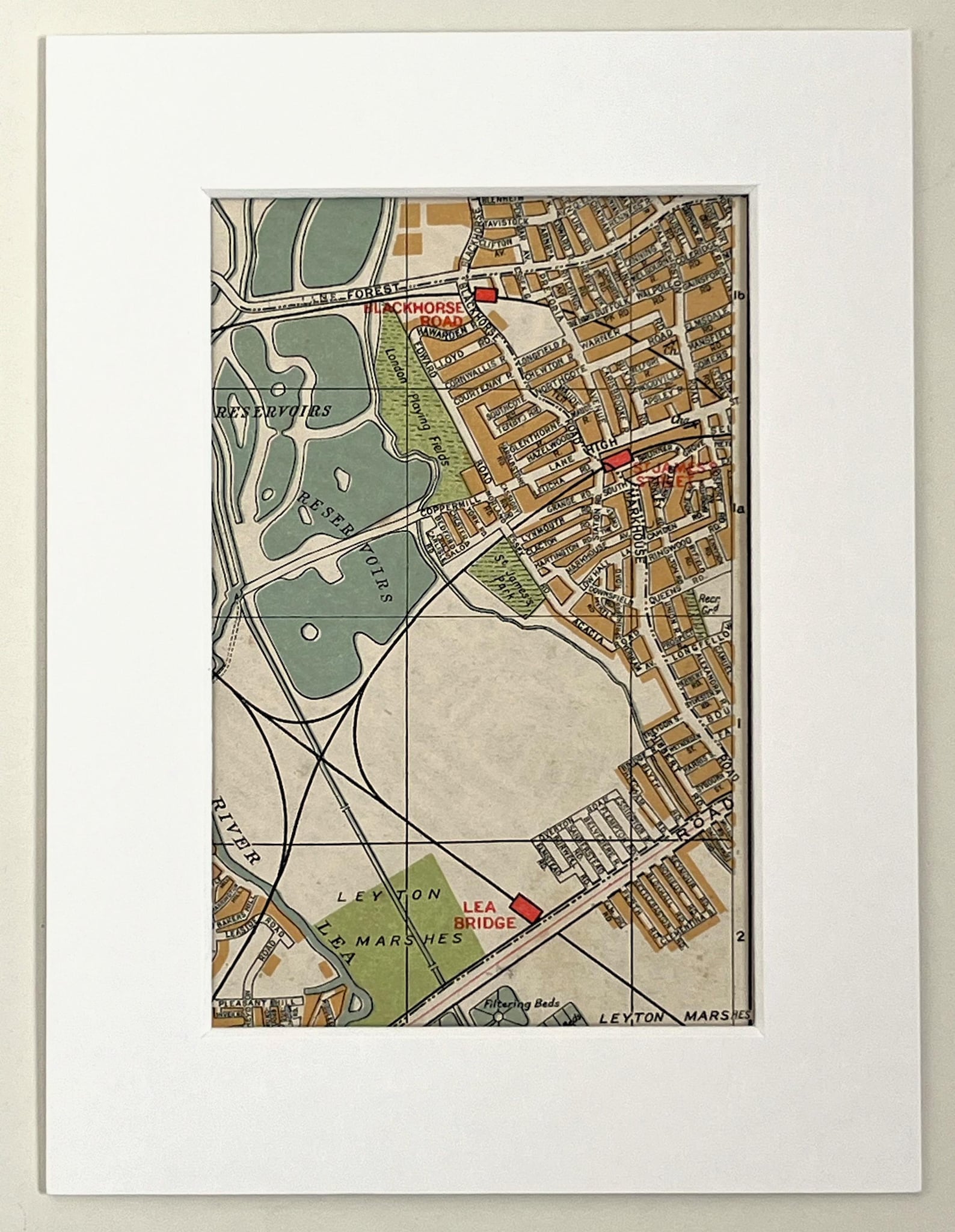 1930s VINTAGE LONDON MAP, North London, Walthamstow, Upper Clapton ...