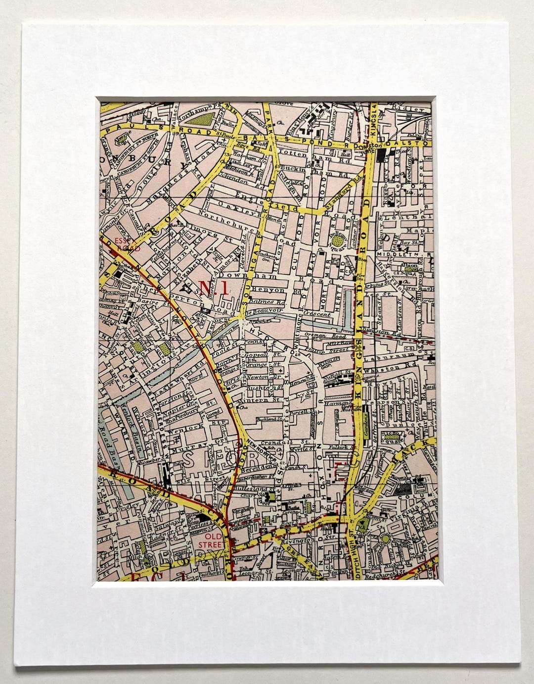 1959 VINTAGE LONDON MAP, North London, Kingsland, Dalston, Canonbury ...