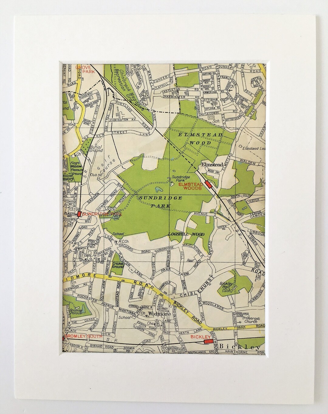 1940s VINTAGE LONDON MAP South East London Bromley Bickley - Etsy