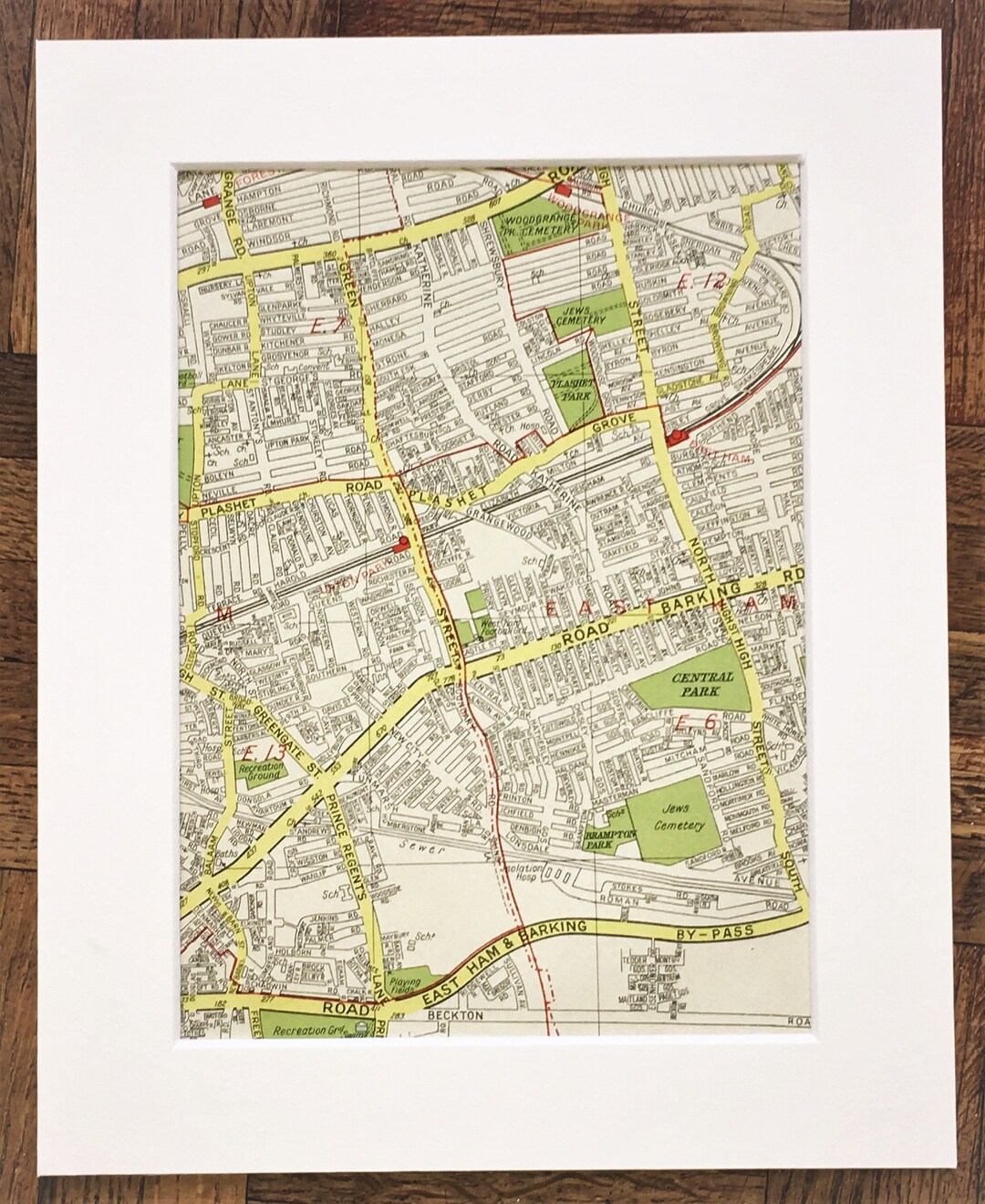 C. 1960 VINTAGE LONDON MAP, East London, Plaistow, Plashet, Upton Park ...