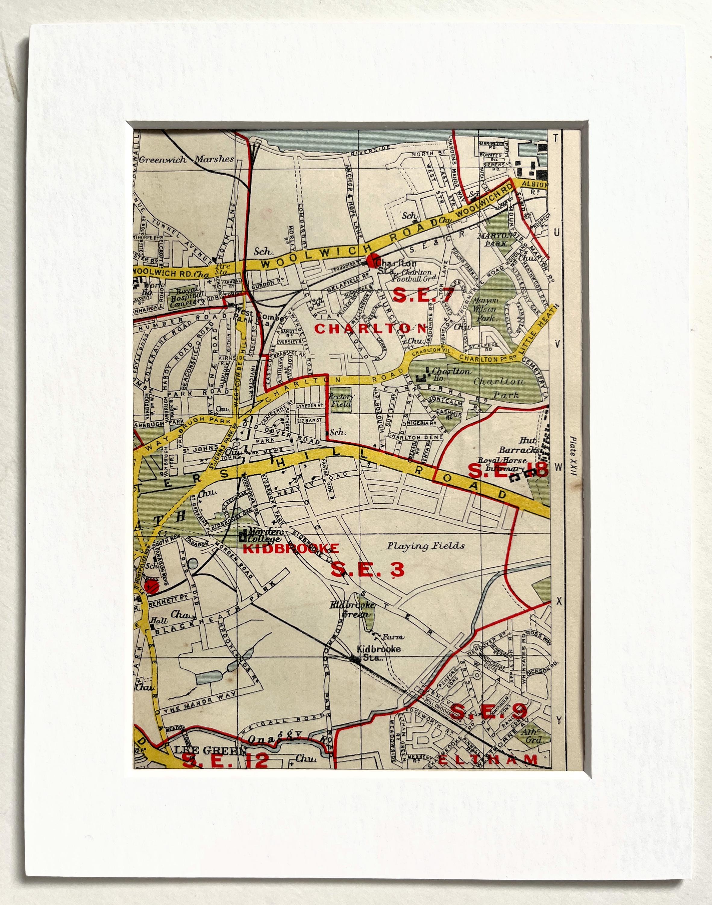 1930s VINTAGE LONDON MAP, South East London, Charlton, Kidbrooke ...