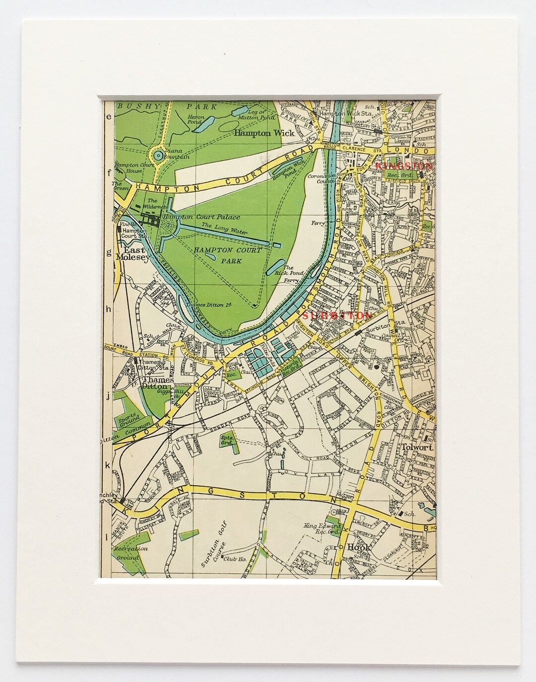 1930s VINTAGE LONDON MAP South West London Surbiton - Etsy