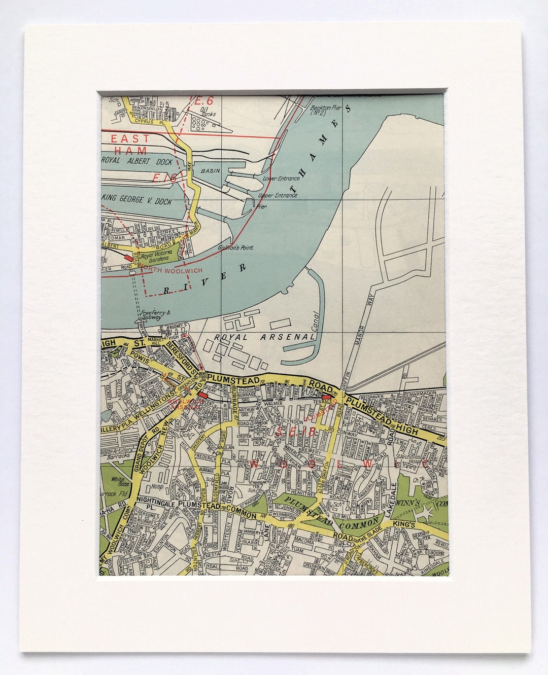 C. 1960 VINTAGE LONDON MAP, East London, Silvertown, Victoria & Albert ...
