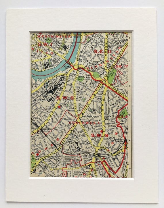 1930s VINTAGE LONDON MAP South London Stockwell Clapham - Etsy