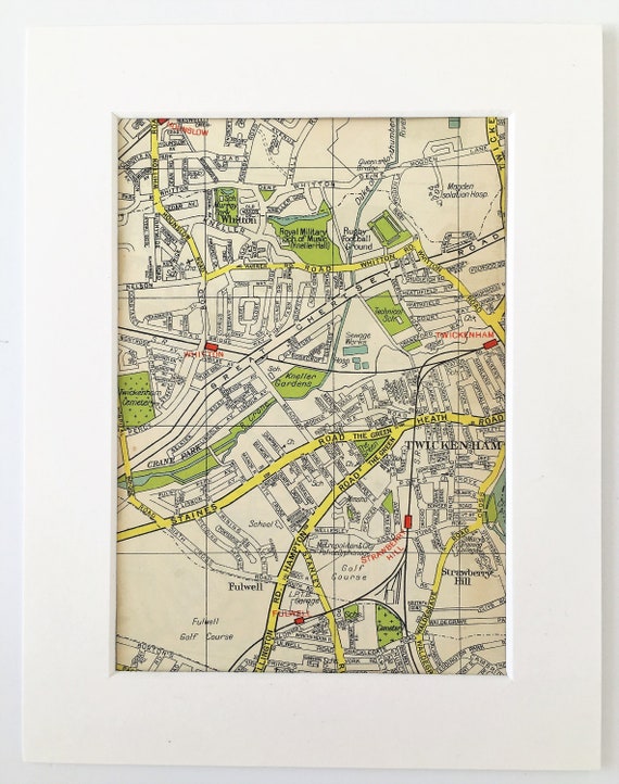 1940s VINTAGE LONDON MAP South West London Twickenham - Etsy