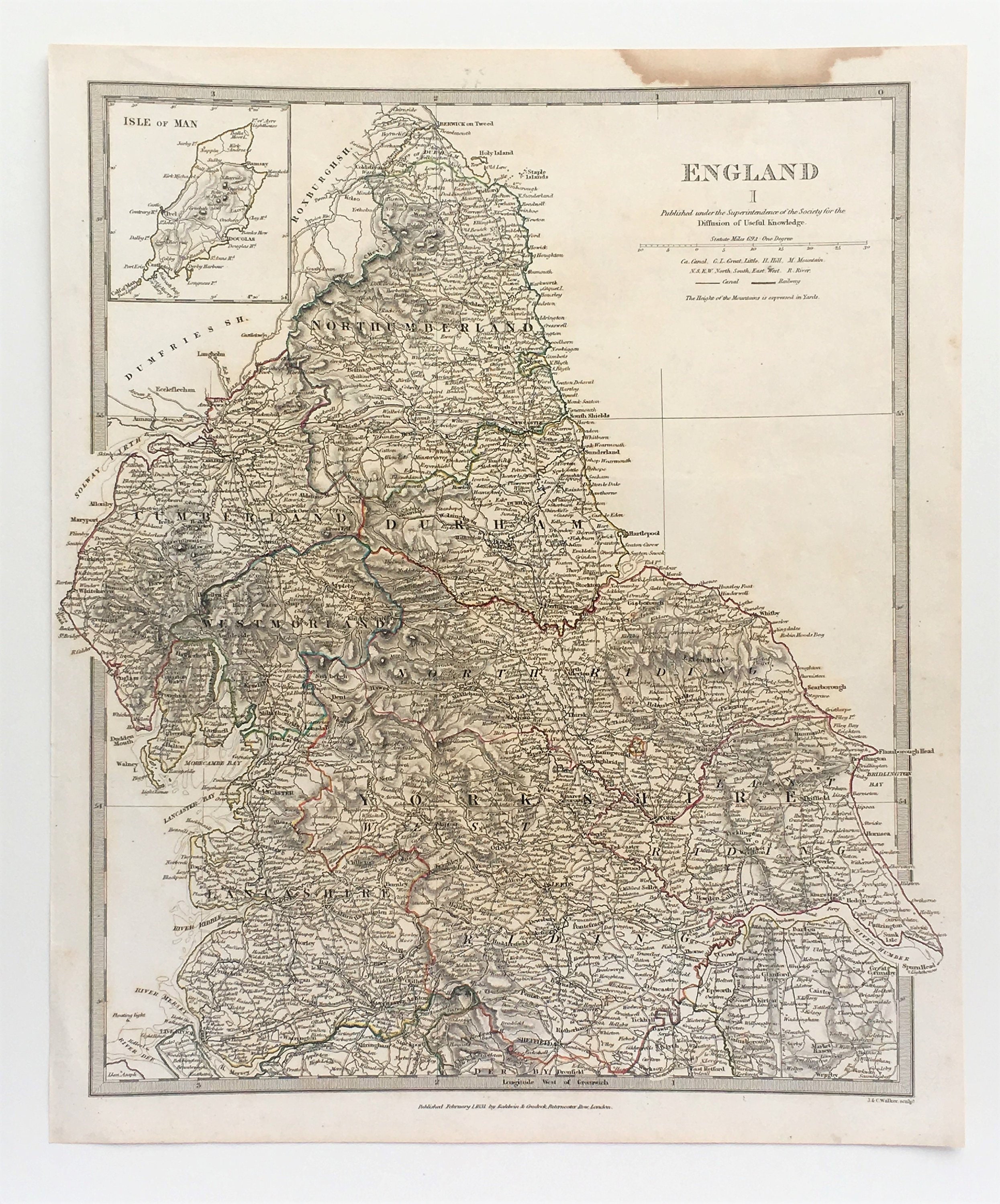 1831 Northern England Antique Map Victorian Hand Coloured | Etsy