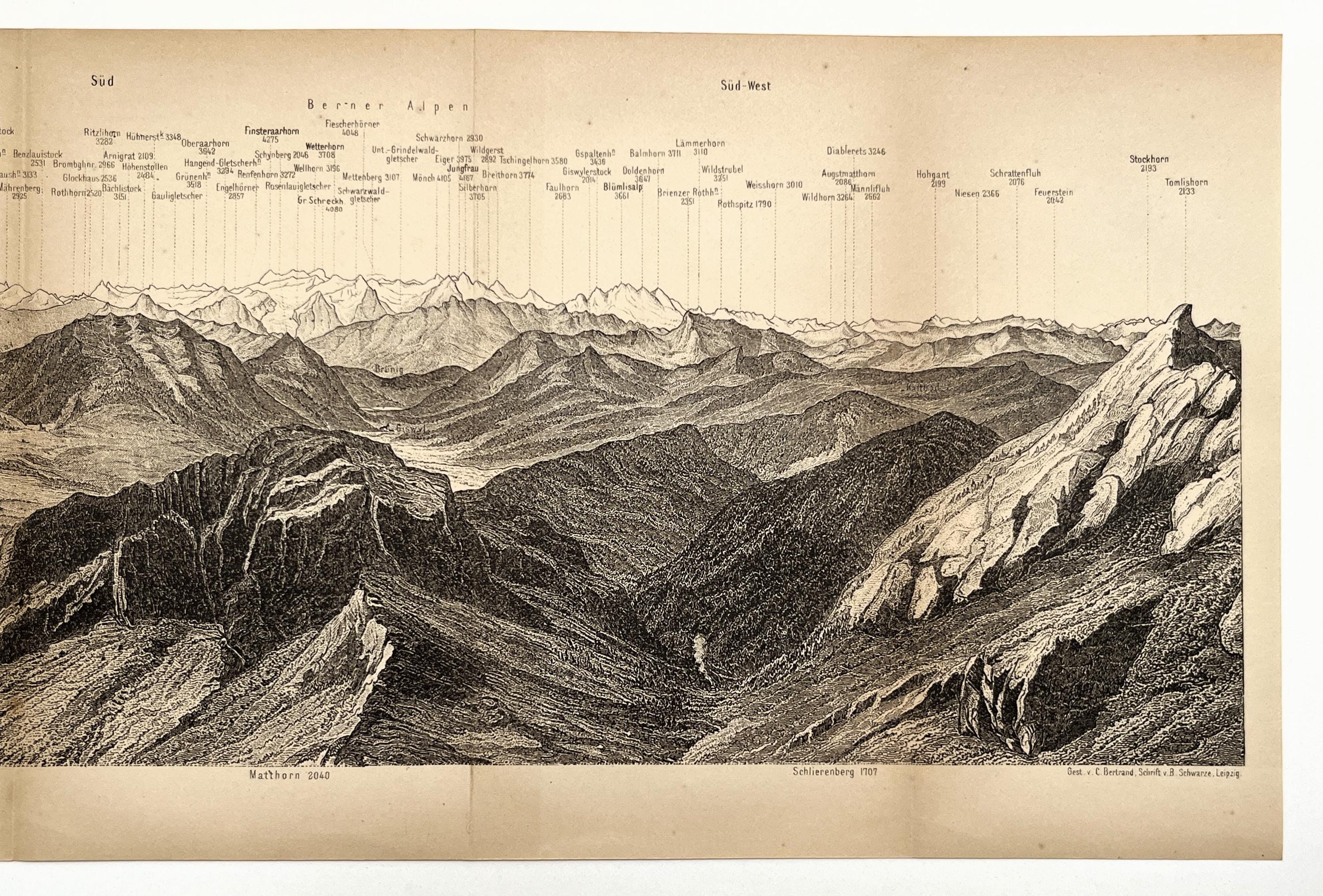 PILATUS PANORAMA, Uri & Emmental Alps Mountains, Switzerland, C. 1910 ...