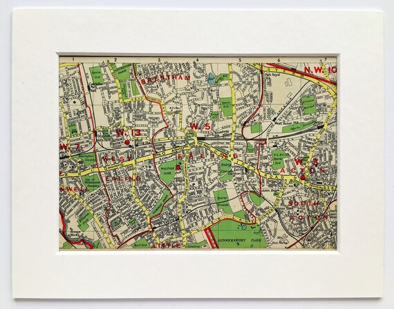 1930s VINTAGE LONDON MAP West London Ealing Acton Hanwell - Etsy