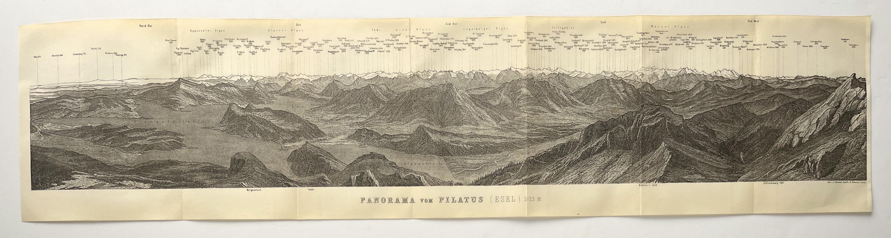 PILATUS PANORAMA, Uri & Emmental Alps Mountains, Switzerland, 1911 ...
