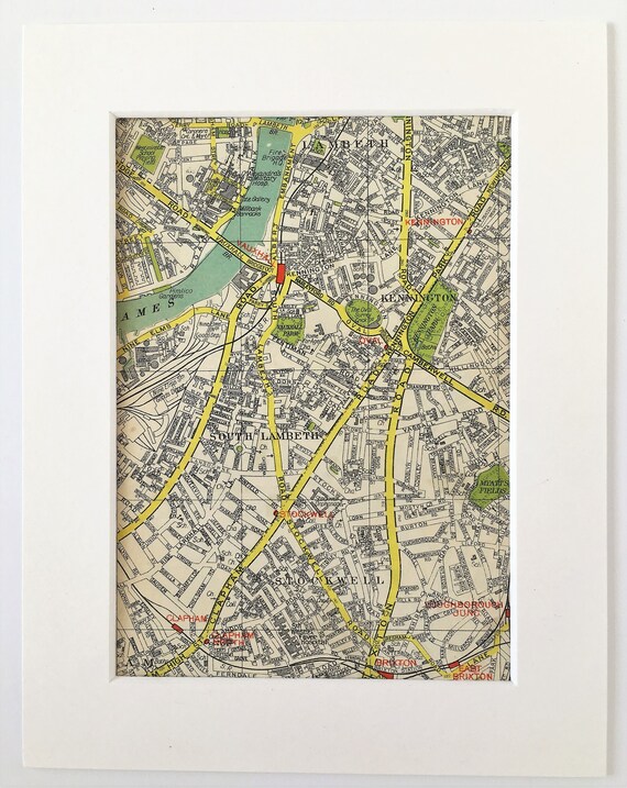 1940s VINTAGE LONDON MAP South London Lambeth Kennington - Etsy UK