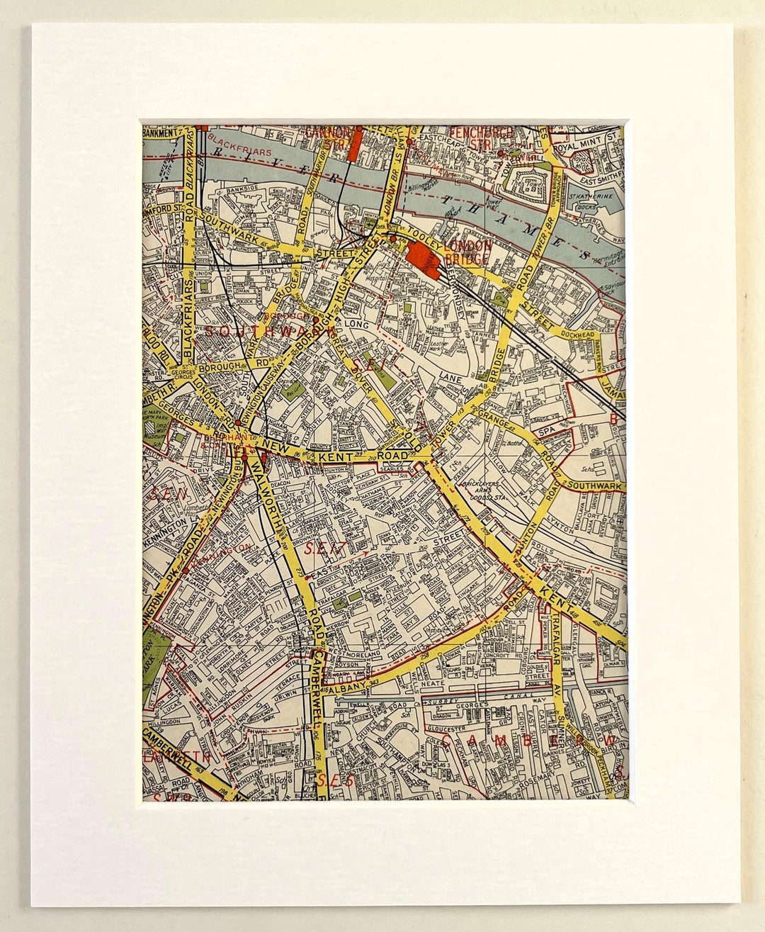 C. 1960 VINTAGE LONDON MAP, Central London, Southwark, Bermondsey ...