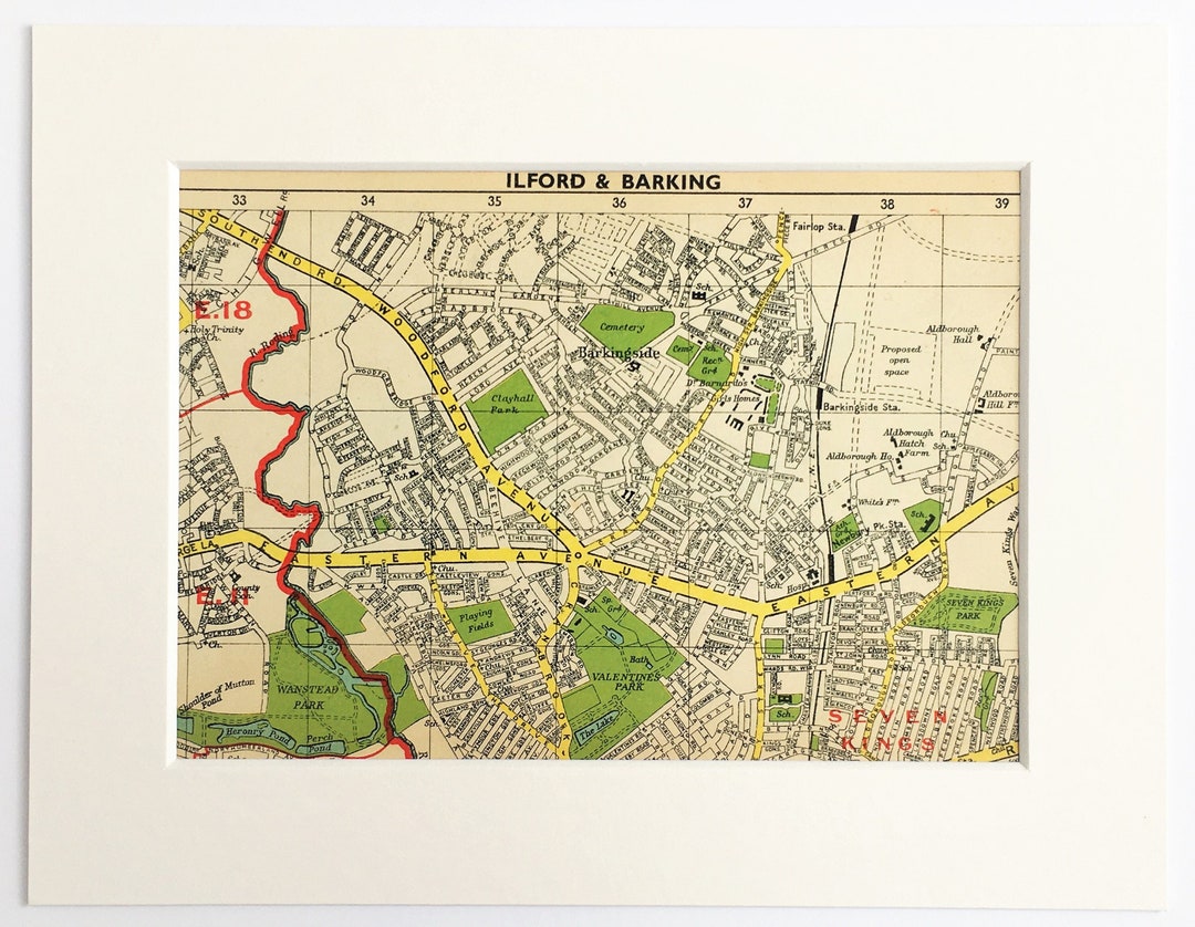 1930s VINTAGE LONDON MAP North East London Barkingside - Etsy