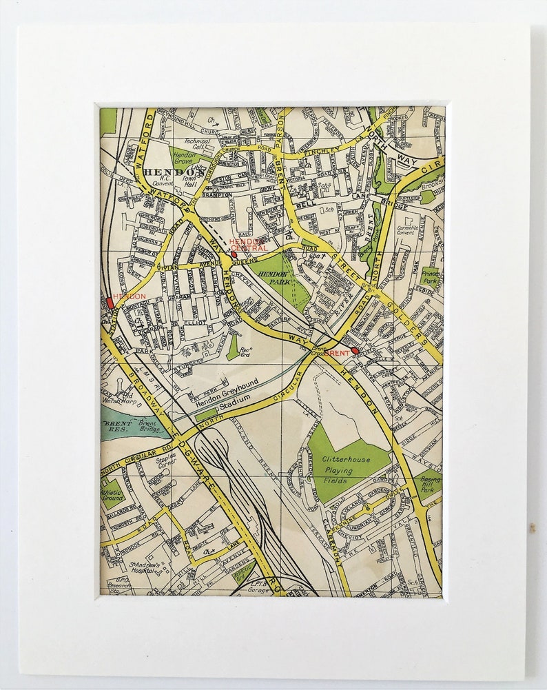 1940s VINTAGE LONDON MAP North West London Brent Hendon - Etsy