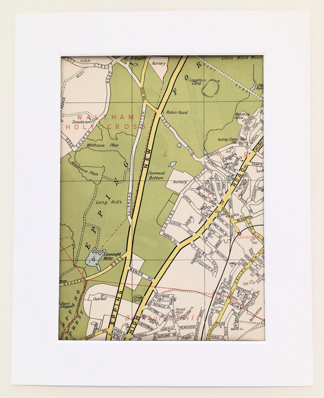 C. 1960 VINTAGE LONDON MAP, North London, Epping Forest, Loughton ...